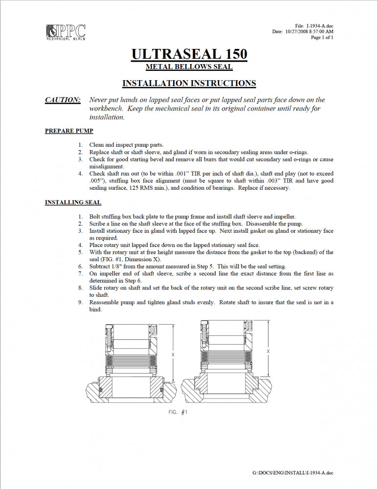 ULTRASeal 150 Installation Guide – PPC Mechanical Seals
