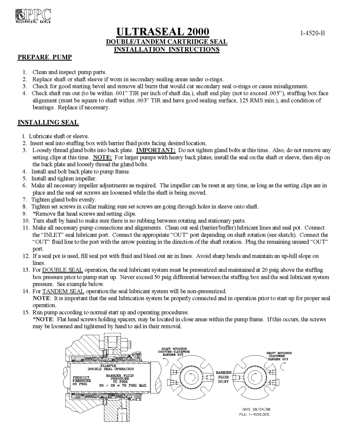 Ultraseal 2000 Installation Guide – PPC Mechanical Seals